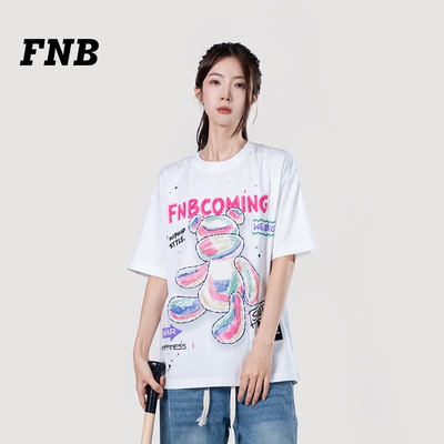 美国FNB嘻哈小熊卡通宽松短袖T恤