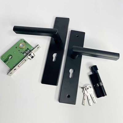 室内门把手黑色直把把手不分左右配置小50锁体小70锁芯