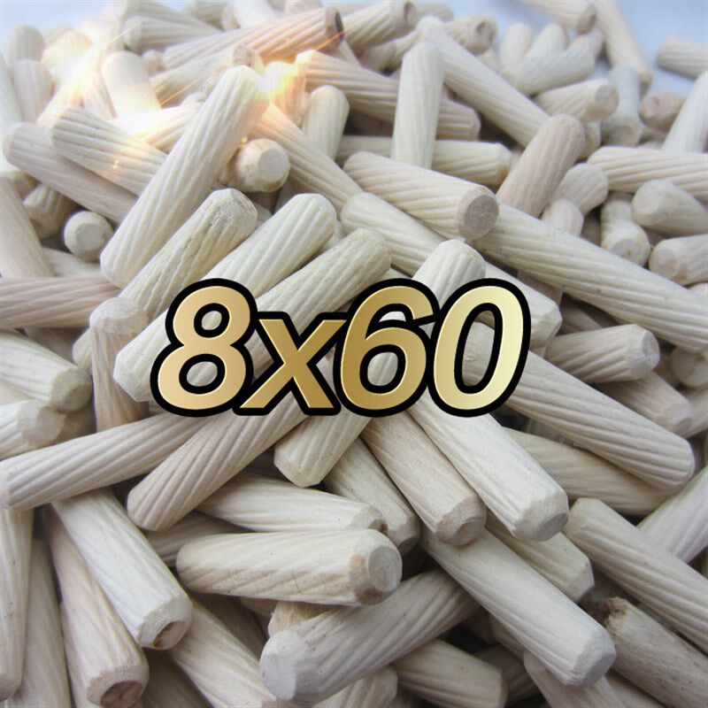 100根8*60MM圆木榫木塞木棒斜纹木肖家具 木P钉连接件 三合一规格