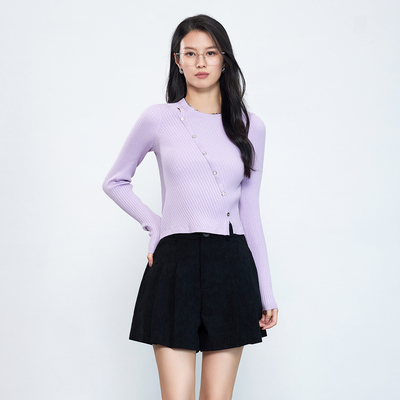 Smen诗萌镂空修身针织毛衣