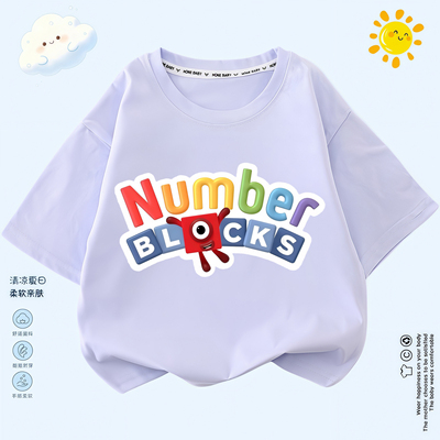 number blocks数字积木儿童T恤男女童纯棉短袖中大童夏季宽松半袖