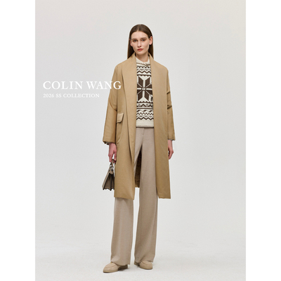 COLIN WANG松弛的书房|奢牌质感羊毛醋酸老钱风青果领棉服外套