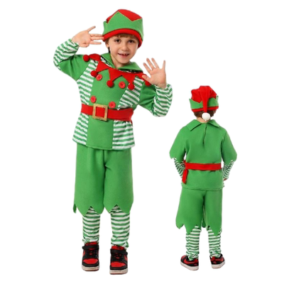 圣诞节儿童小精灵派对表演服装
