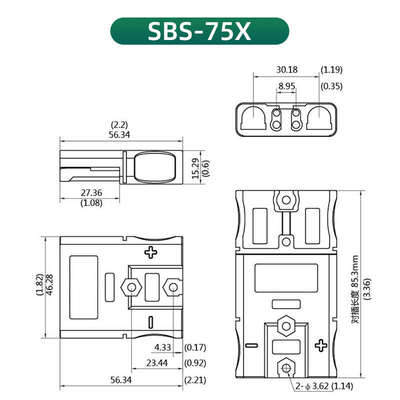 SBS75X大电流插头75A600V 双极插头锂电池连接插头重型电源连接器