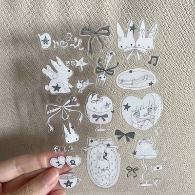 ins贴纸y2k天使兔子果冻平板手帐可爱拼贴装饰diy绘本手机盐系