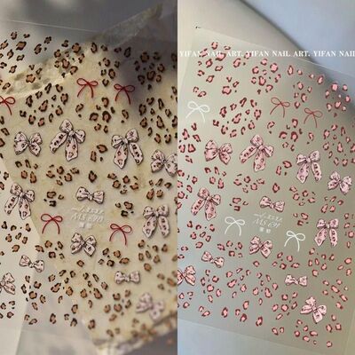 小红书爆款豹纹网红蝴蝶结贴纸