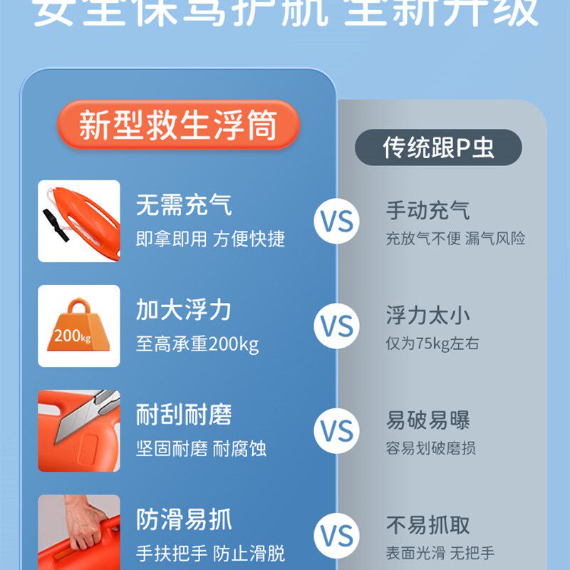 新品救生浮筒跟屁虫游泳专用气z囊防溺水神器浮标泳圈浮漂野泳户