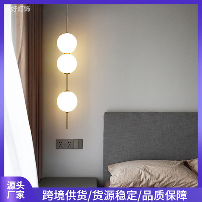 北欧卧室床头吊灯现代简约玻璃吊灯创意个性餐厅吧台网红圆球吊灯
