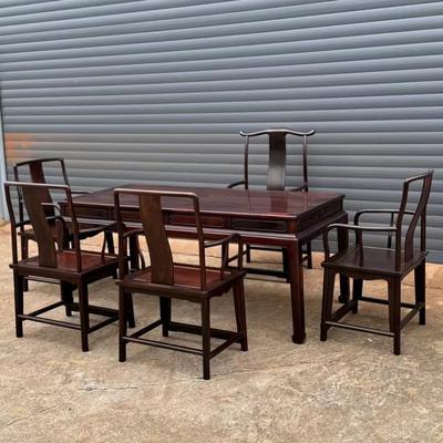 大红酸枝老板大茶桌椅组合一桌五椅新中式禅意高档大板茶桌茶台