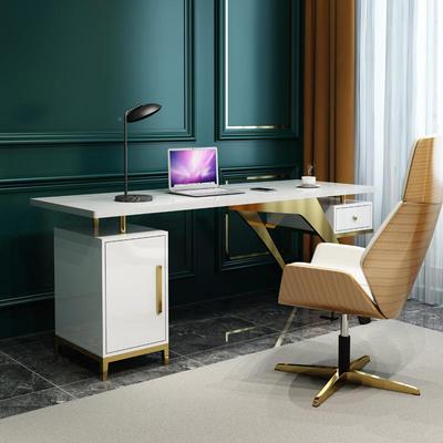 后桌现代轻奢书桌书简约医美咨房询办公椅老板桌台桌式电脑写9822