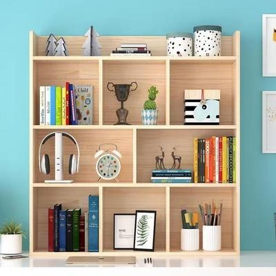 简实易木桌上架书架学生童松木收纳多层落地桌儿面TDF飘窗置物书