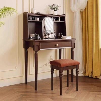 法式古中黑色实木梳妆台古72329风实木化家妆桌卧复室用收纳柜子
