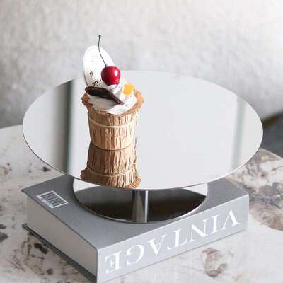 约轻奢镜面托盘餐果盘双层水果点盘样板房酒店CAA简桌厨房心软装