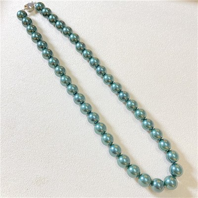 极速施家同款孔雀绿色款贝珠项链 实物H真的好看 女款贝珠颈链项