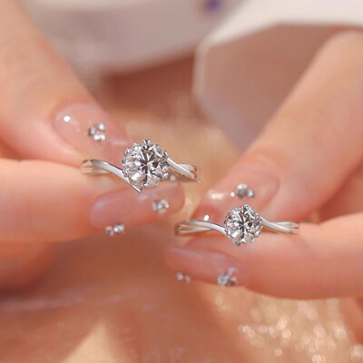 GIA天然钻石Pt950雪花天然钻戒1克拉情侣对戒结婚求婚戒指送女友