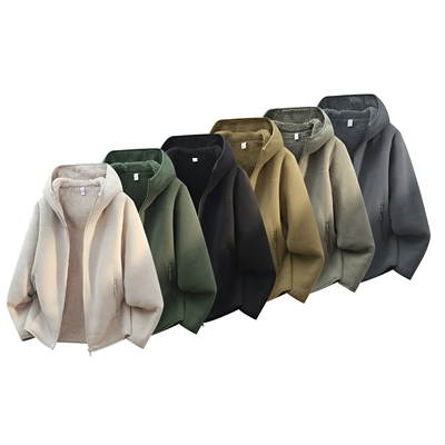 冬新款加绒加厚连帽摇粒绒休闲户外运动男外套冬季时尚夹克8665