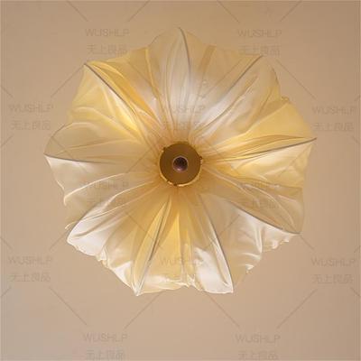 法意式中古风艺吸顶灯奶油风布创胡温桃木馨浪漫卧室花623朵房间