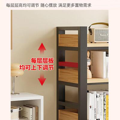 层架落地置物架一体书靠墙VHK学家用多儿童绘本收纳生架简易钢木