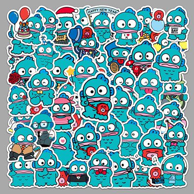 人鱼汉顿卡通可爱丑鱼贴纸防水