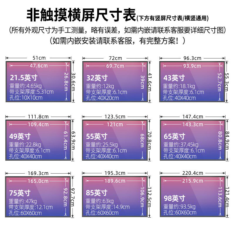 18.5/32/43/55/86寸壁挂广告机显示屏超薄奶茶店吊挂液晶显示屏安
