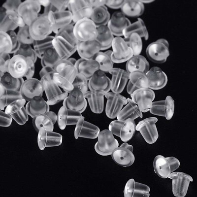 极速5mm 100pcs Clear Soft SilicBone Rubber Earring Backs Saf