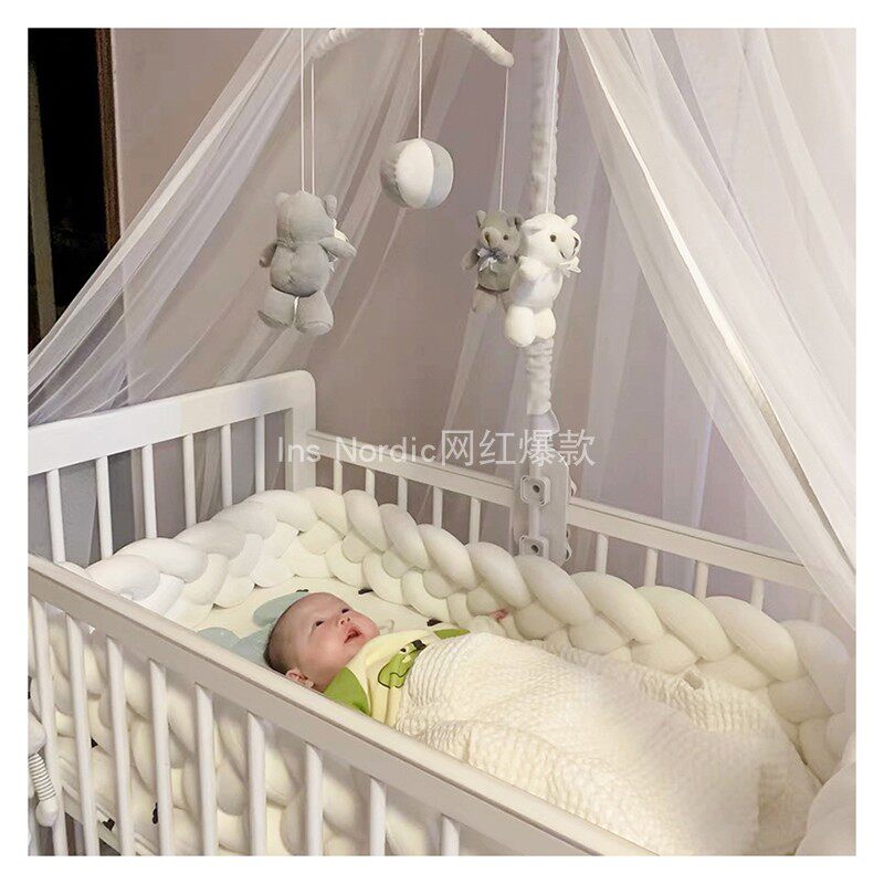 ins麻花打结婴儿床围新生儿童防撞围栏软包条婴儿拼接床缓冲床靠