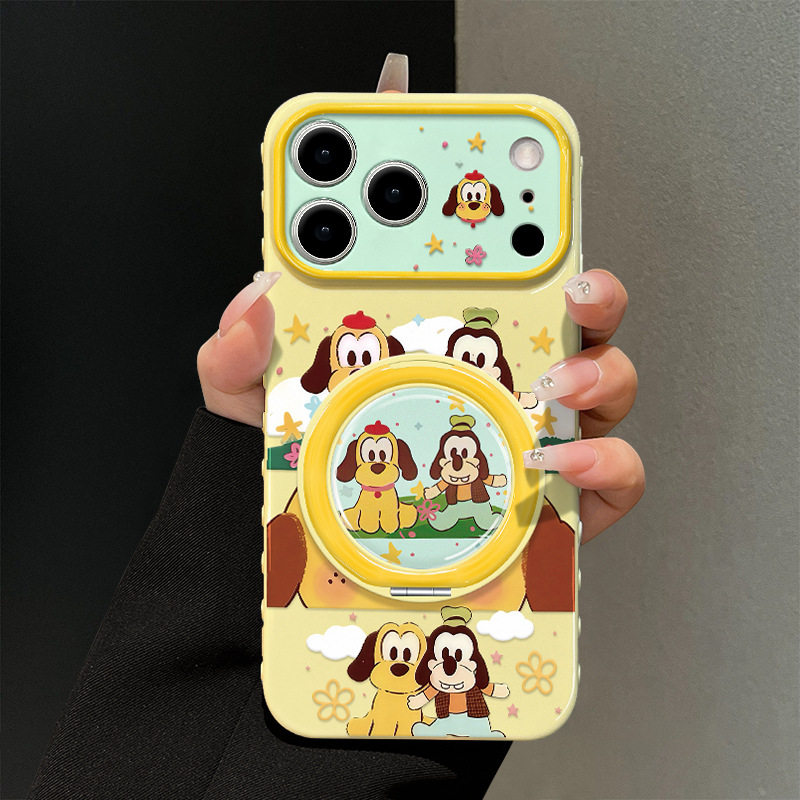 适用苹果17promax手机壳iphone15旋转支架16可爱布鲁托小狗14硅胶