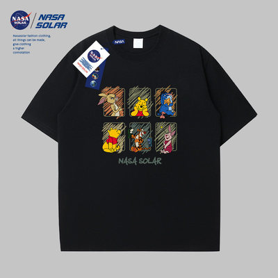 NASA联名官方潮牌夏季新款小众印花动漫套头情侣百搭T恤上衣情侣