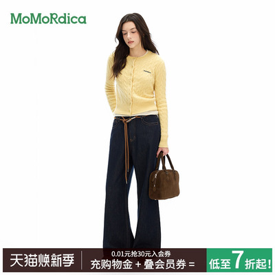 Momordica2025秋冬绵羊毛衣单排扣开衫休闲山羊绒短款上衣