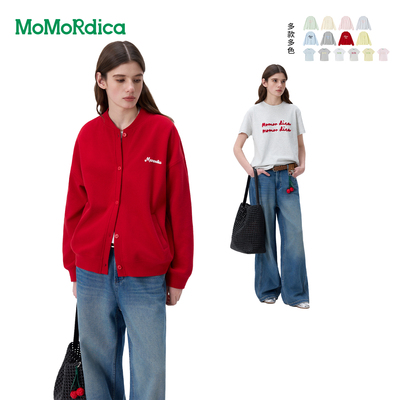 Momordica 时尚圆领开衫卫衣外套/宽松百搭字母短袖T恤女套头