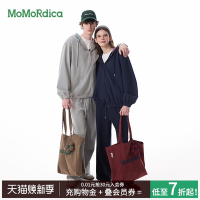 Momordica2025秋冬新款格子帽衫外套上衣休闲通勤时尚