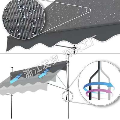 门店遮棚免打孔折阳叠伸缩棚商铺门面遮阳棚檐家用阳屋台LJE帘手