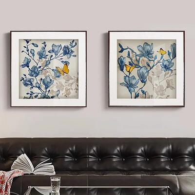 饰花卉蝴蝶现代简约室装画美式复艺古30088客厅挂卧画玄关餐厅中