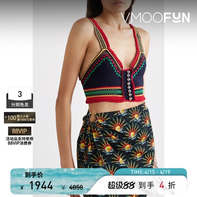 Paco Rabanne 春夏女短款钩编棉质上衣