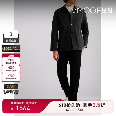 【618狂欢】Officine Generale 男秋冬黑色休闲衬衫式夹克外套