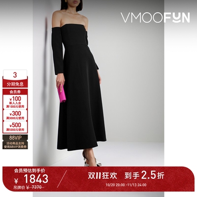 【D11折扣】BERNADETTE 女收腰露肩绉纱礼服裙连衣裙