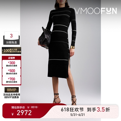 【618狂欢】Proenza Schouler/PS 春夏女条纹针织黑裙连衣裙