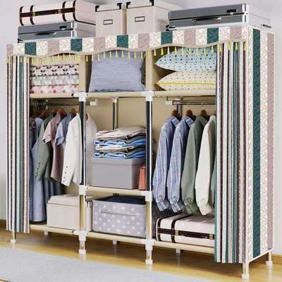 简易衣柜出屋简易衣柜家用卧室加加粗厚固布衣租柜出租加屋收DTfT