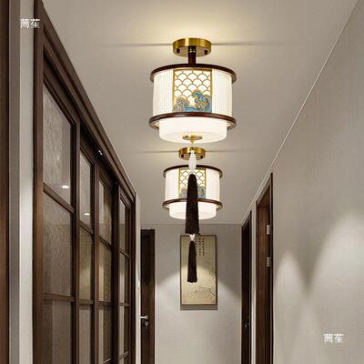 新中式NPQ实新木过道灯小吸灯户款全阳顶台灯入门厅走廊吊灯