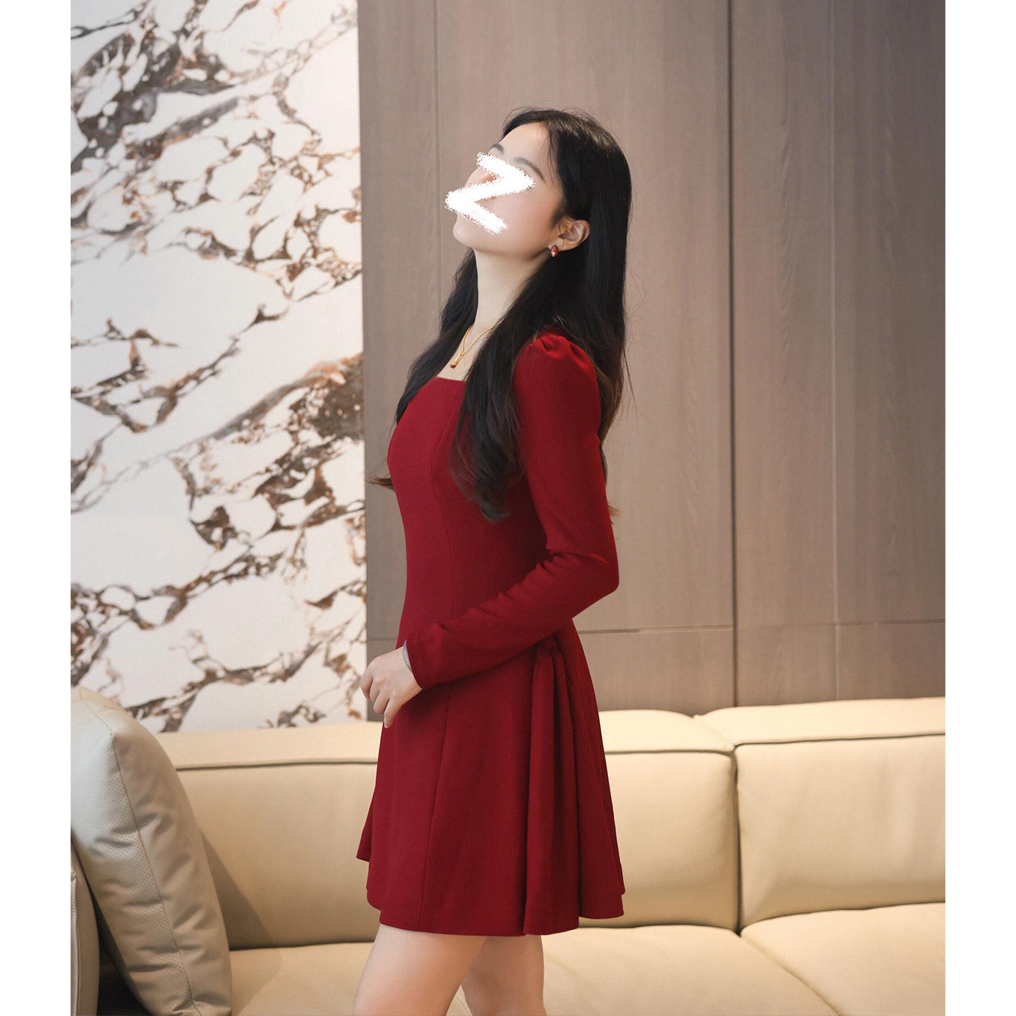 红色连衣裙女订婚礼服小个子圣诞独特漂亮裙子轻奢高级圣诞套装