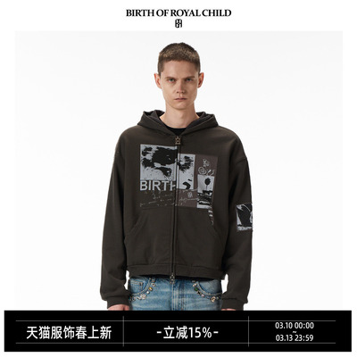 BIRTH OF ROYAL CHILD.BORC 海报贴布帽衫复古黑白胶片印花亲肤