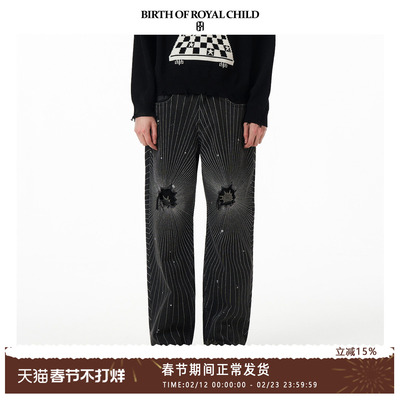 BIRTH OF ROYAL CHILD.BORC 【欧豪同款】射线牛仔裤手工破坏