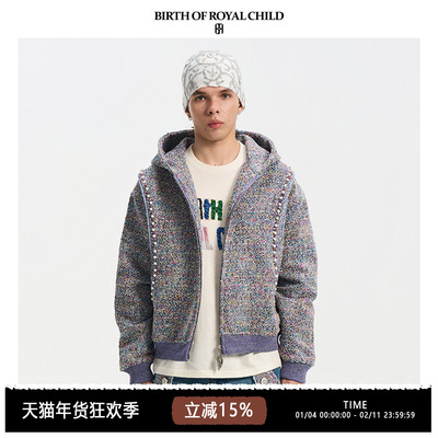 BIRTH OF ROYAL CHILD.BORC 珍珠高定进口花纱帽衫短款多层次夹克