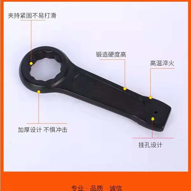 工业级重型敲击扳手开口梅花加厚直柄单头敲打锤击加硬大号呆扳手