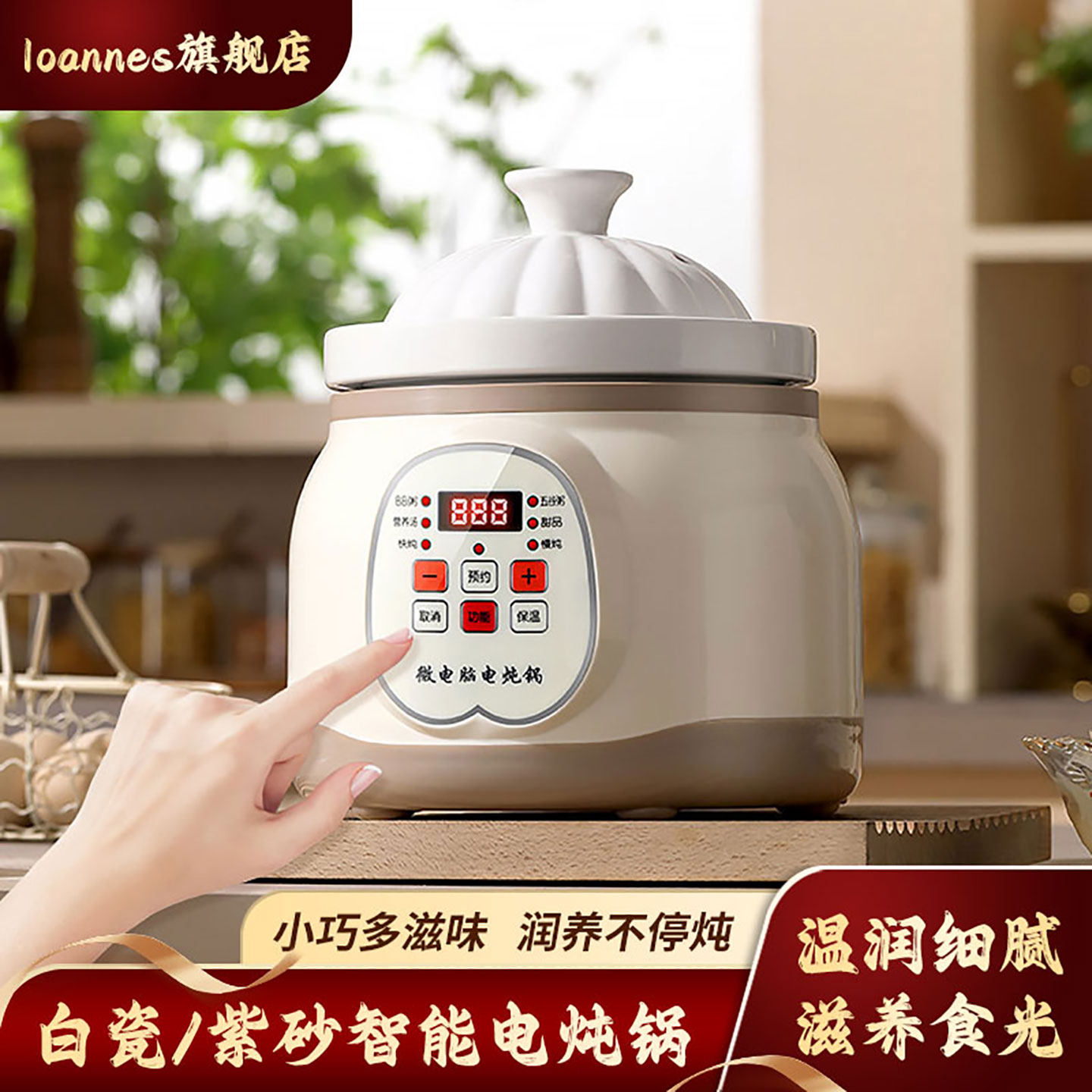 Ioannes陶瓷电炖锅家用多功能煲汤煮粥锅迷你BB煲粥电砂锅炖盅