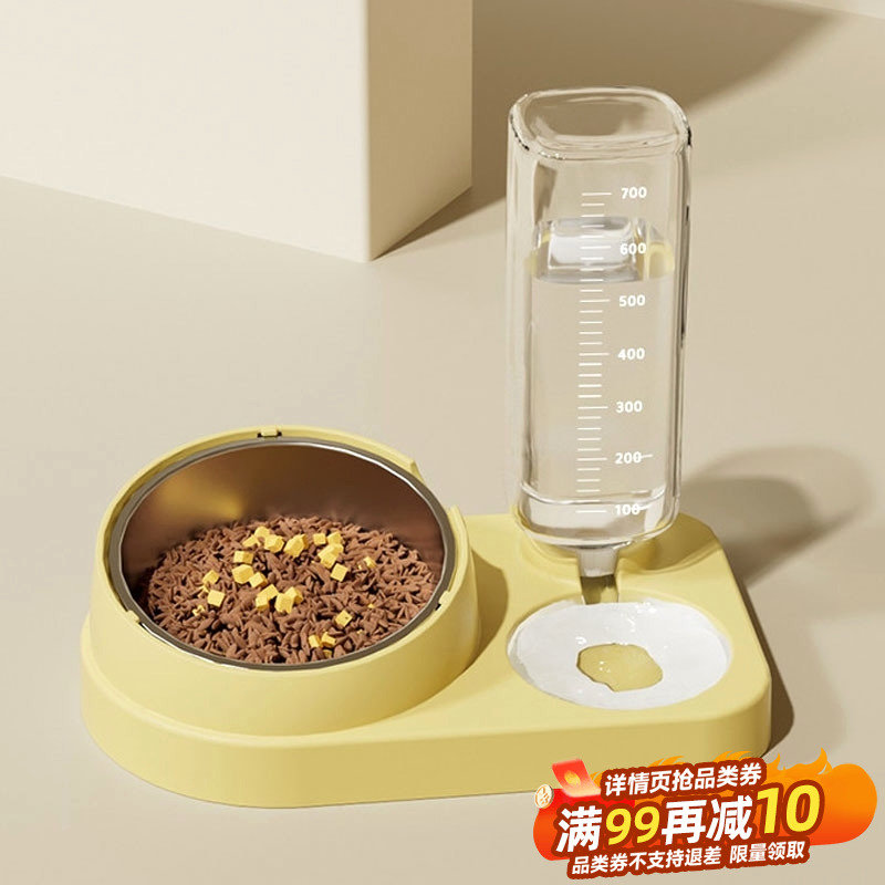 猫碗猫食盆狗盆狗碗自动饮水双碗饭盆猫咪猫粮碗盆喝水碗宠物