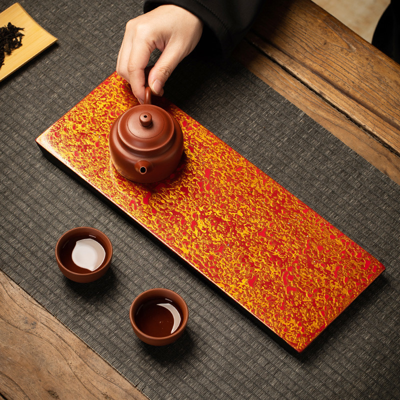 福州犀皮大漆器茶具大漆简约实木电木茶盘干泡茶室茶空间装饰茶台