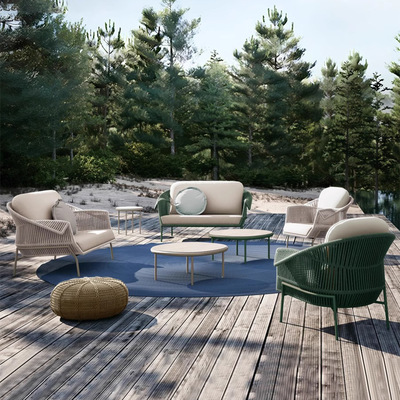 户外藤编沙发茶几组合阳台休闲小桌椅摇椅三件套懒人庭院花园家具