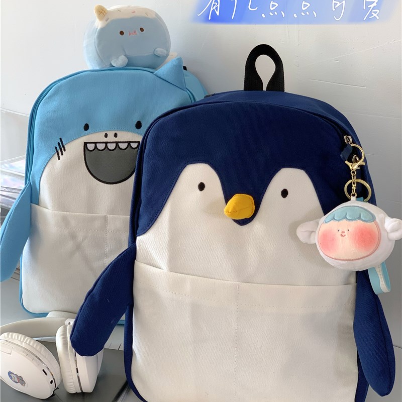 韩国ins可爱软萌童趣少女心卡通书包女 学院风学生帆布双肩包背包