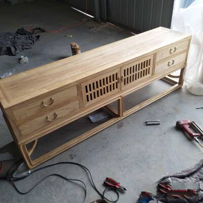 全木电视柜茶几组合试听柜厅实地柜矮柜新中式老榆木客免视漆电视